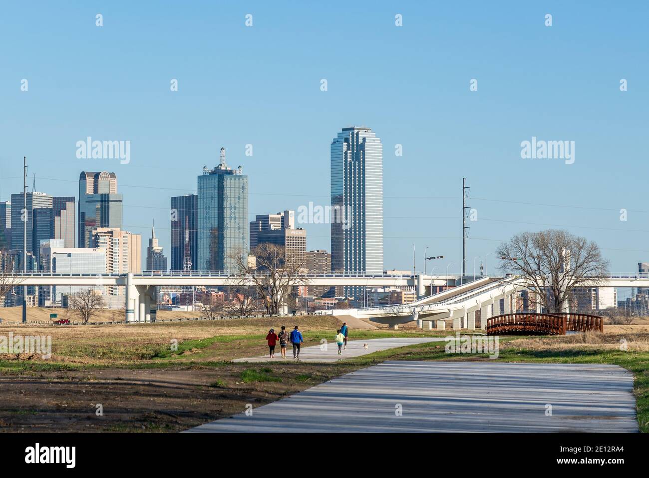 View of the new trail at Trammell Crow Park along the Trinity River ...