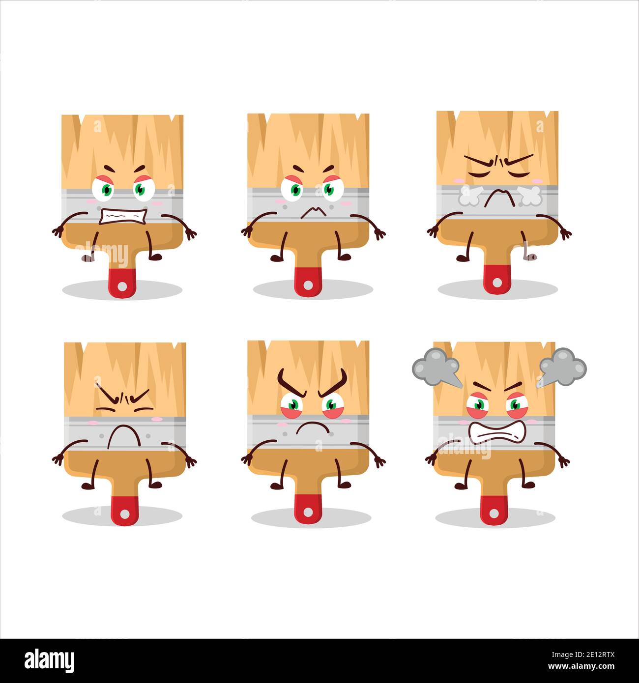 Wooden paint brushes cartoon character with various angry expressions ...
