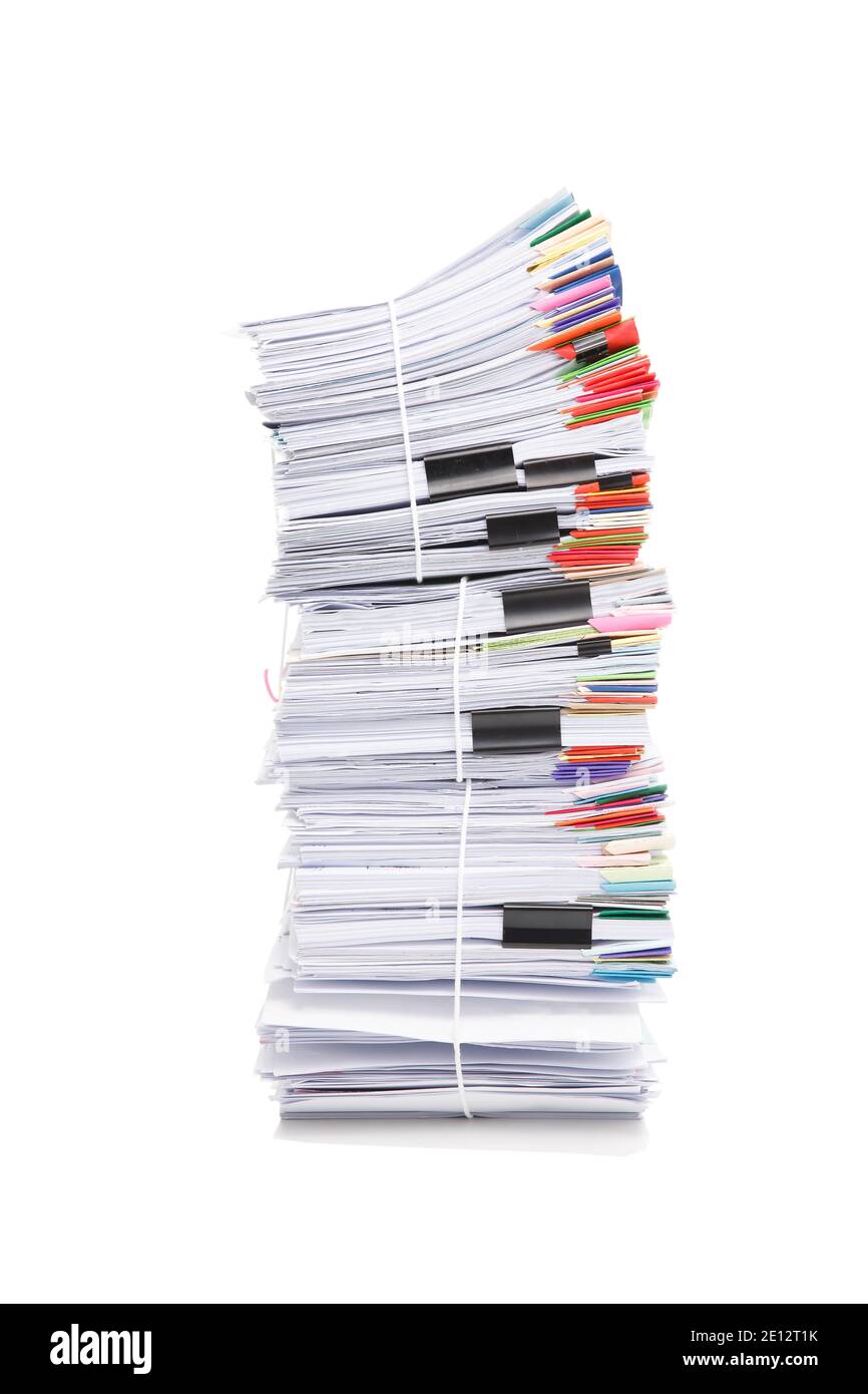 Stack of business papers isolated on white background Stock Photo - Alamy