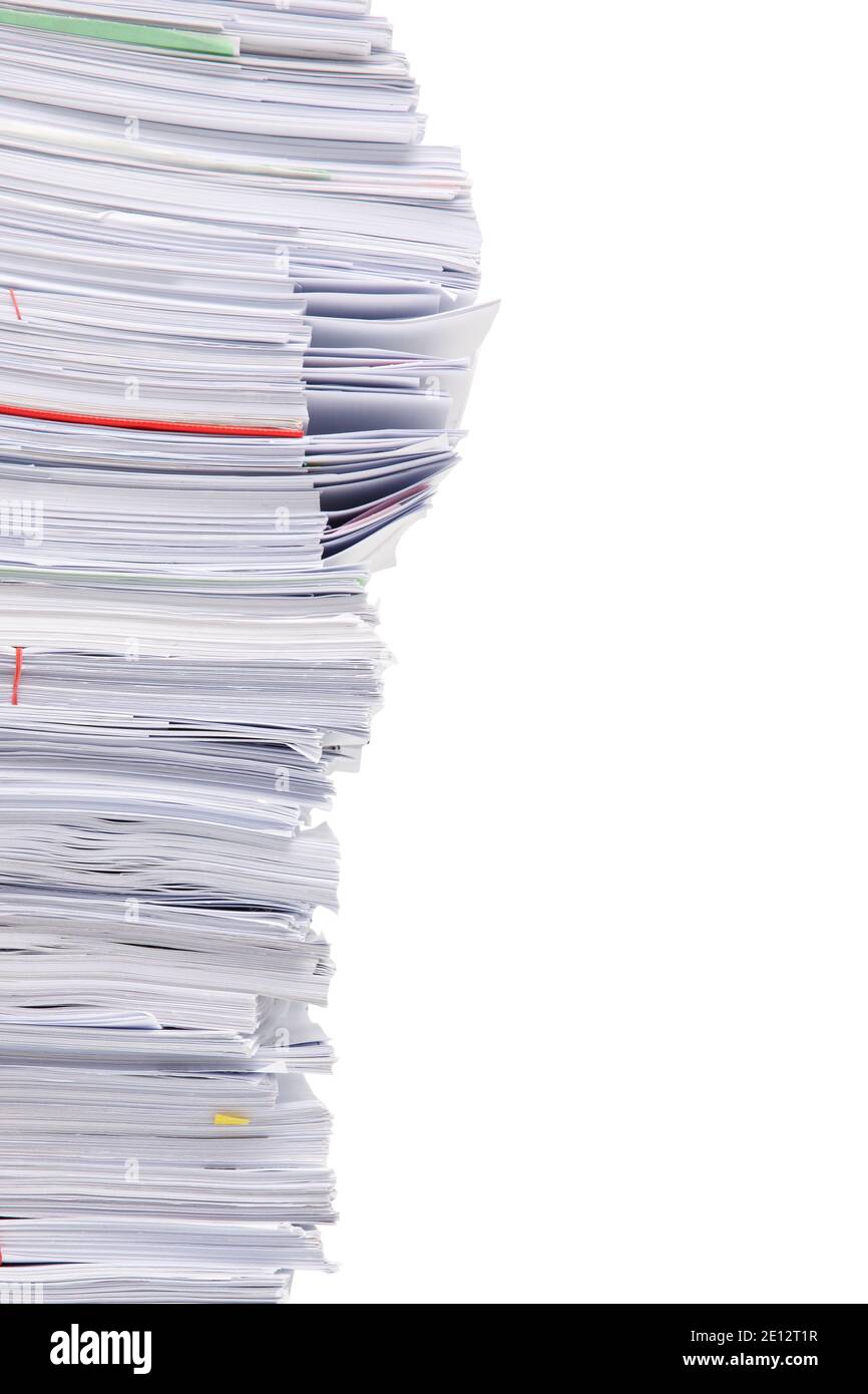 Stack of business papers isolated on white background Stock Photo - Alamy