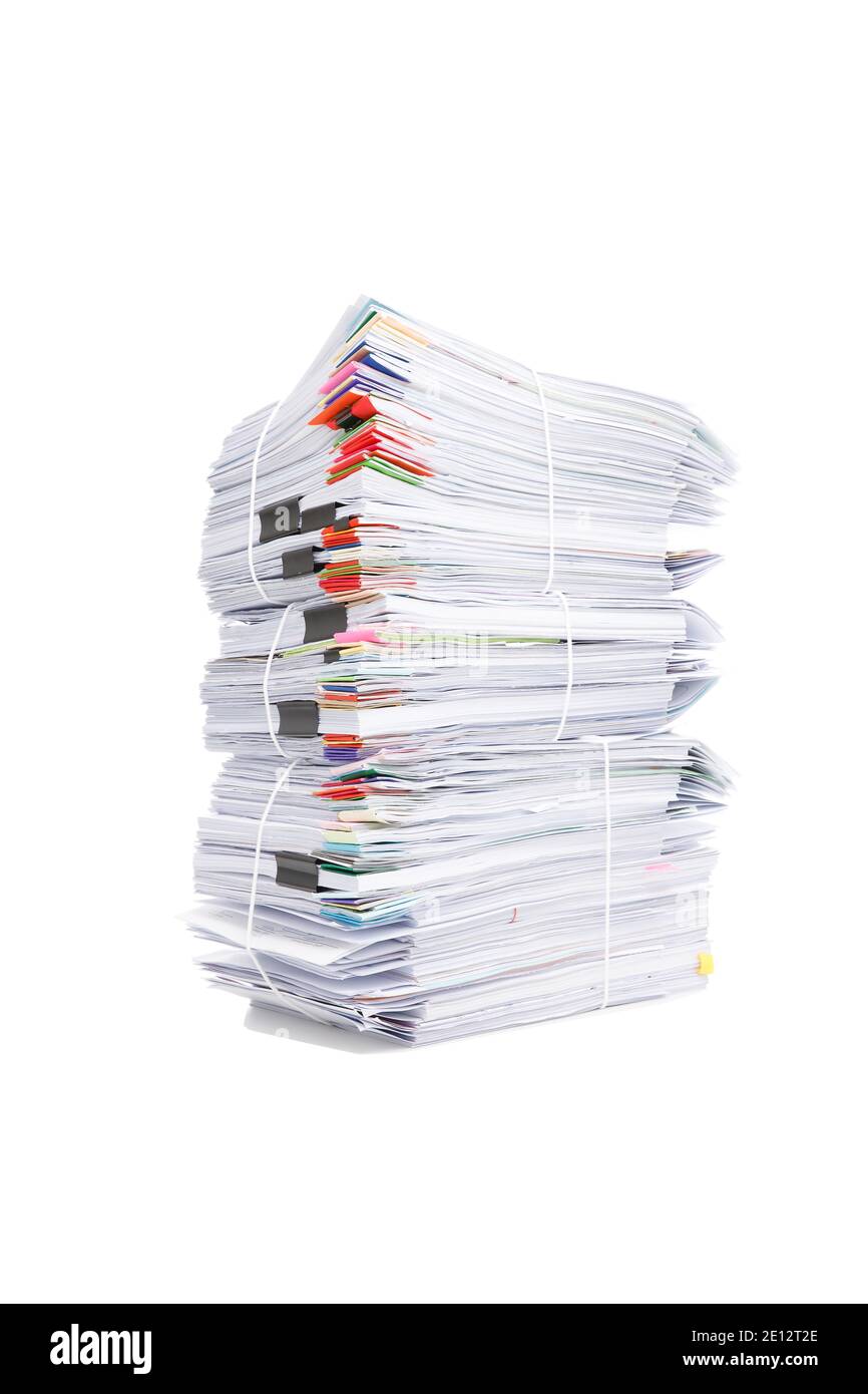 Stack of business papers isolated on white background Stock Photo - Alamy