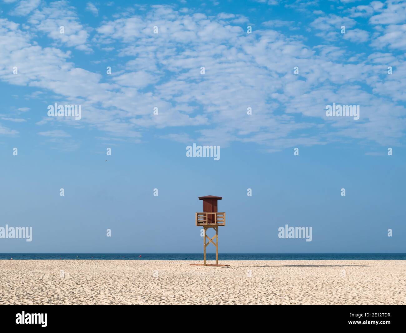 Watchtower Of The Lifeguard On An Empty Sandbeach Stock Photo - Alamy