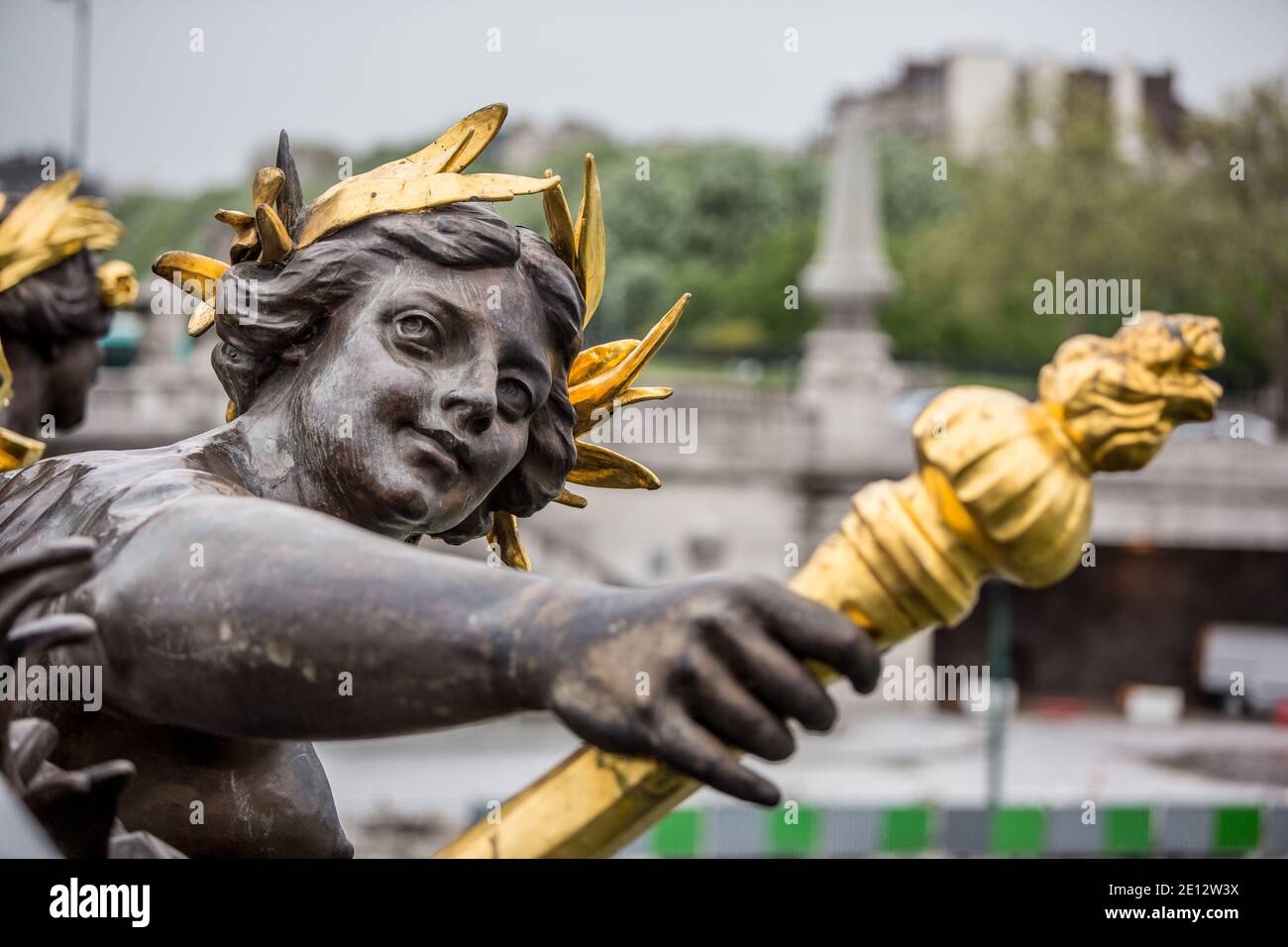 The Nymph statue on the bridge of Alexander III in Paris, France Stock ...