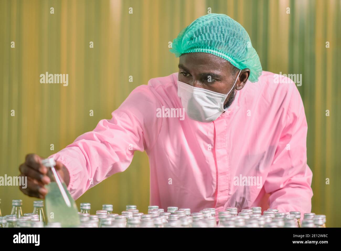 Workers checking product in Export warehouse, Man check beverage ...