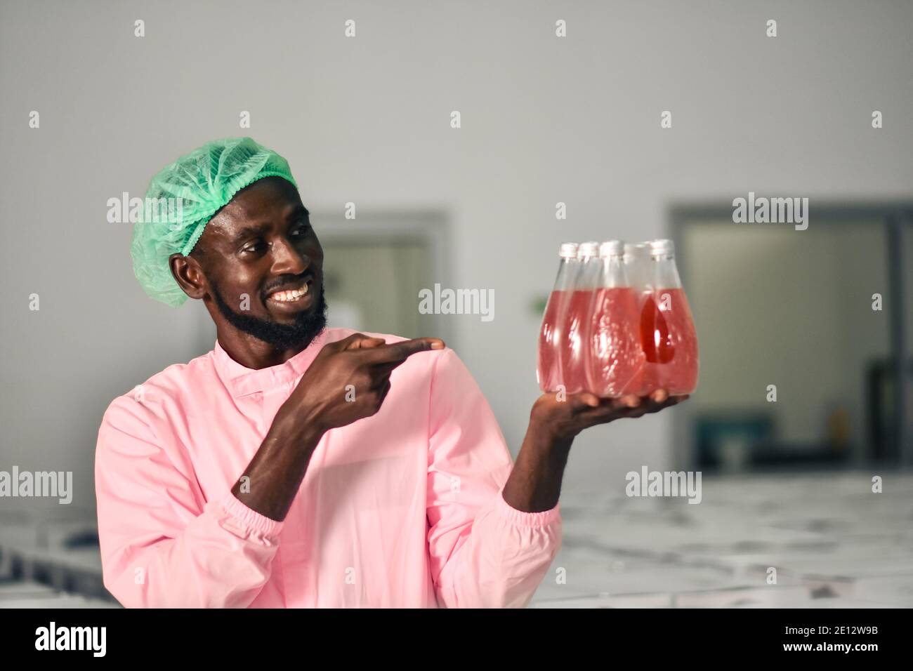 Workers checking product in Export warehouse, Man check beverage ...