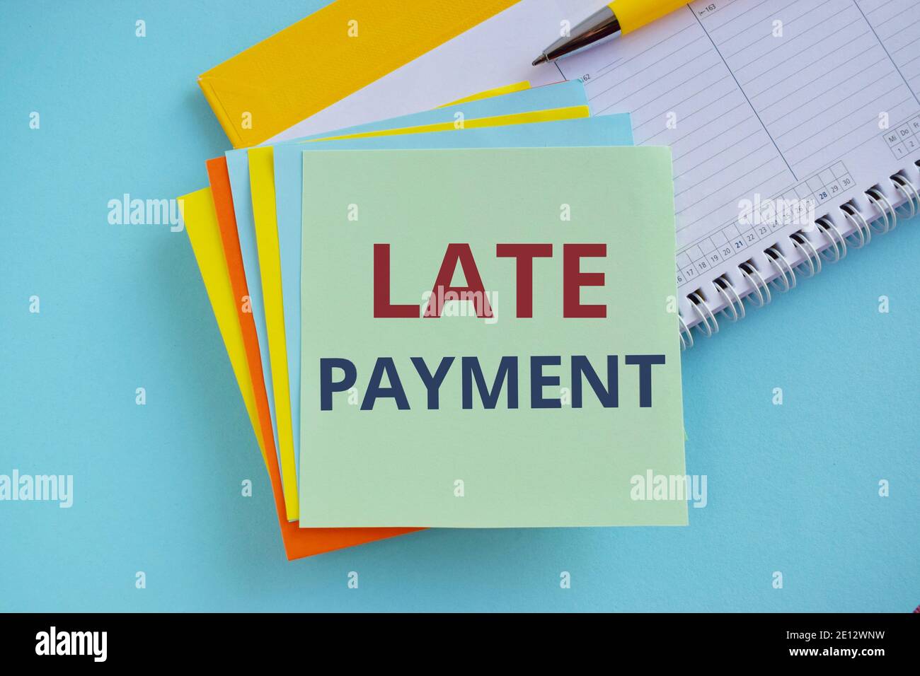 Late Payment text written on sticker note, Business concept of payment ...