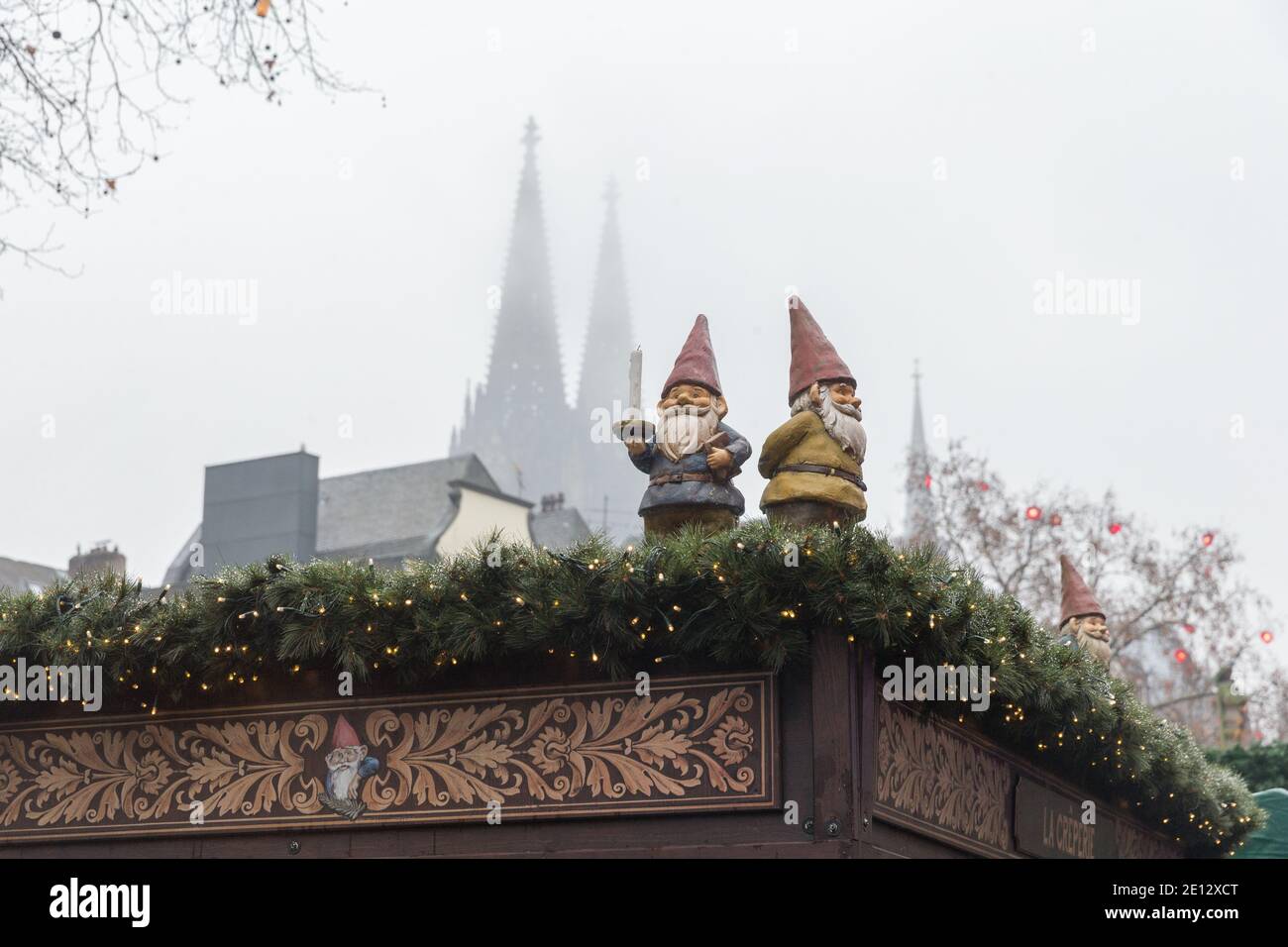 Cologne, Germany Gnomes at the Christmas Market in the Old Town Under ...