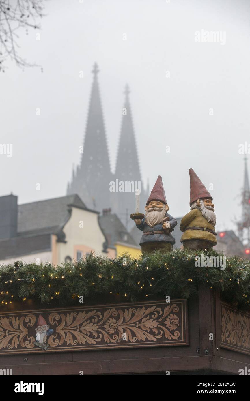 Cologne, Germany Gnomes at the Christmas Market in the Old Town Under ...