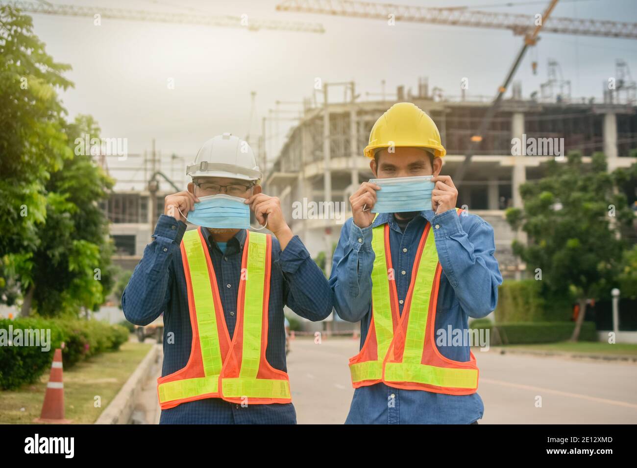 Asian man Engineer wear medical mask to protect coronavirus Covid19 or ...