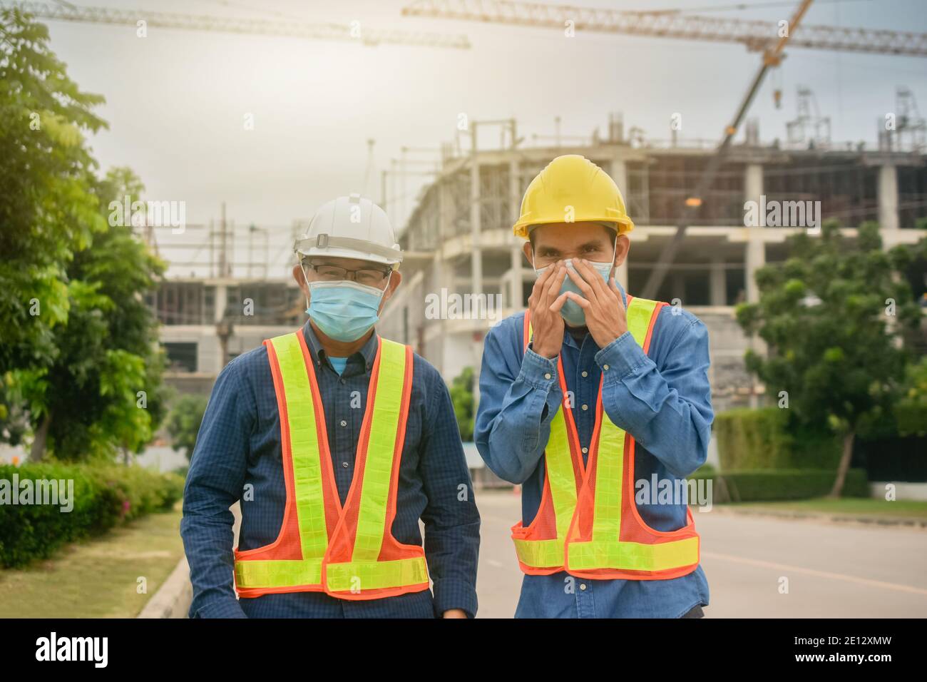 Asian man Engineer wear medical mask to protect coronavirus Covid19 or ...