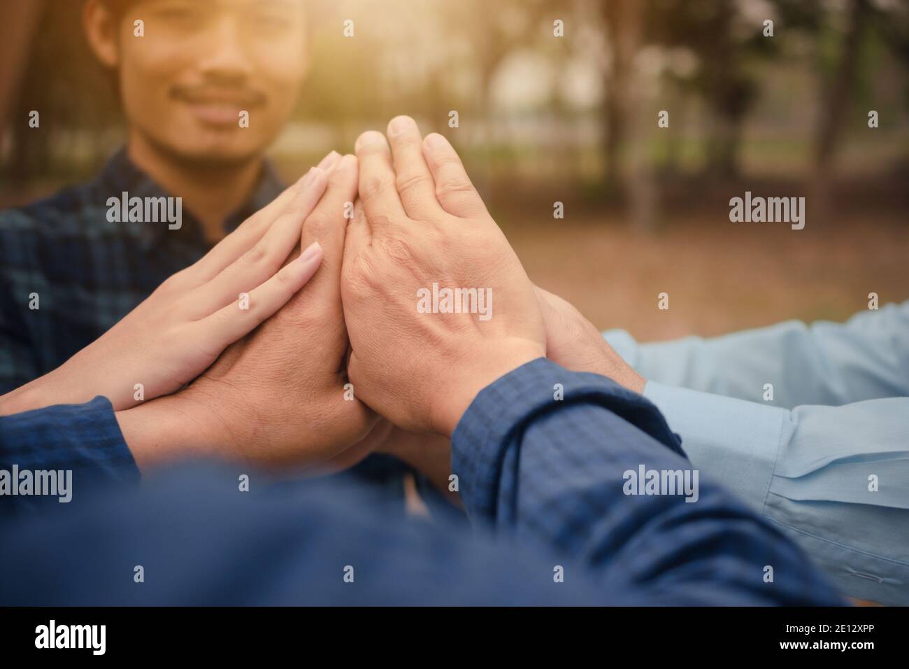 Group people hand in hand concept partner teamwork community Stock ...