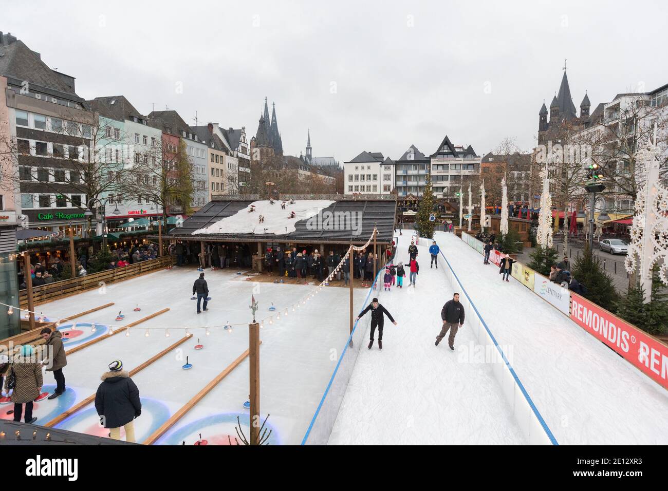 Cologne, Germany Ice Skating Rink at Christmas Market, or ...
