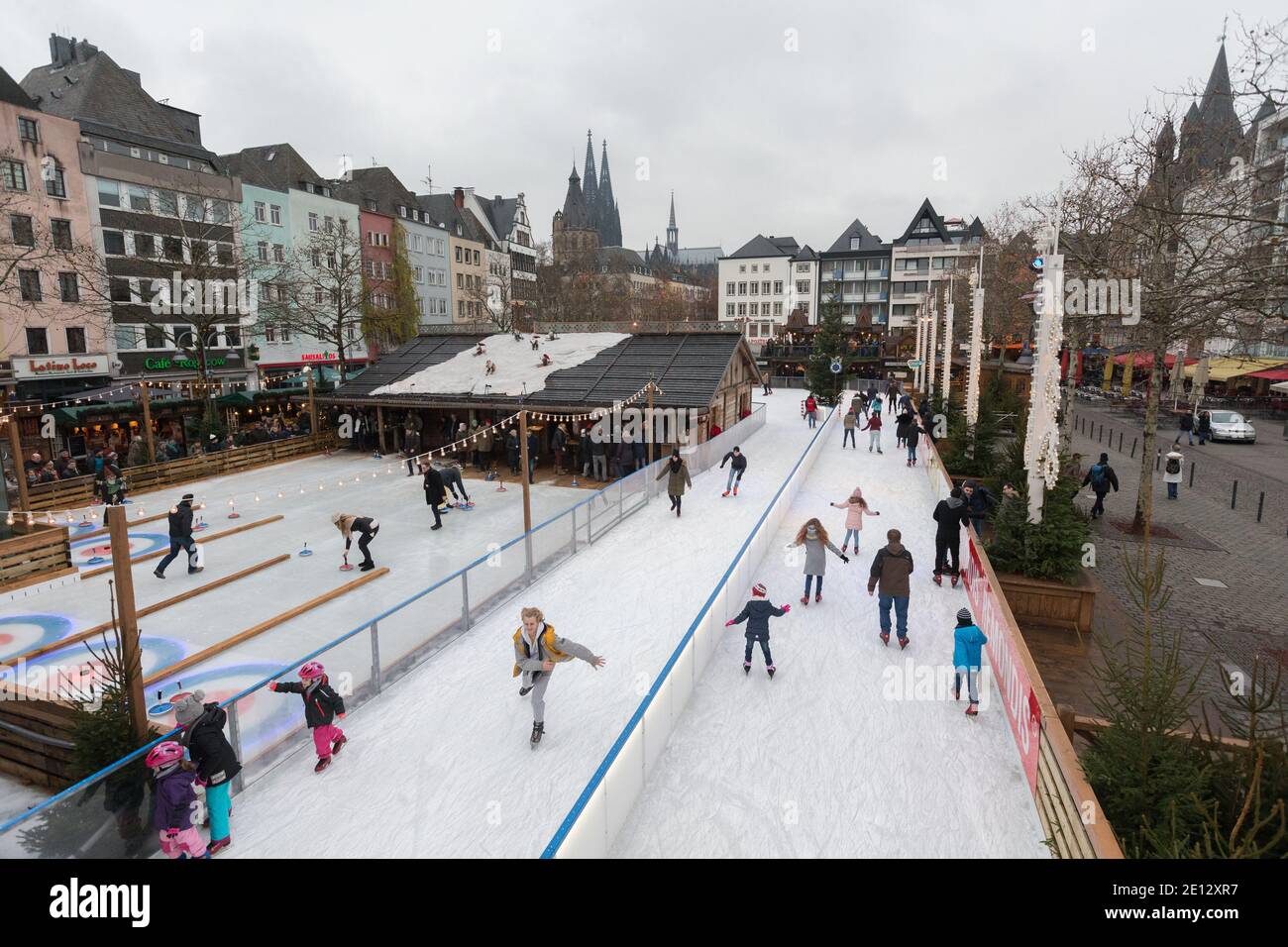 Cologne, Germany Ice Skating Rink at Christmas Market, or ...