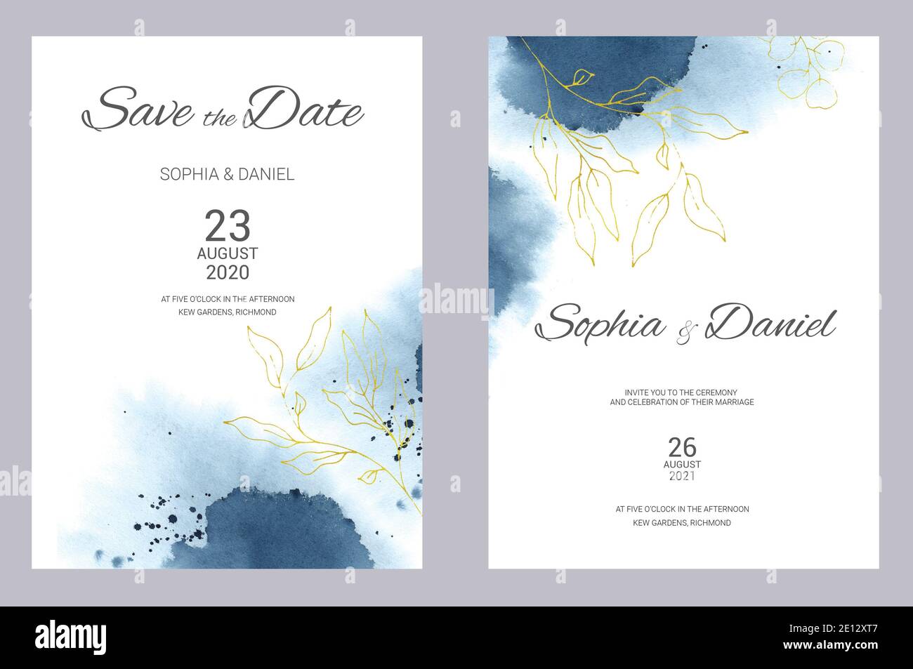Watercolor wedding invitation cards. Floral poster, invite. Elegant ...