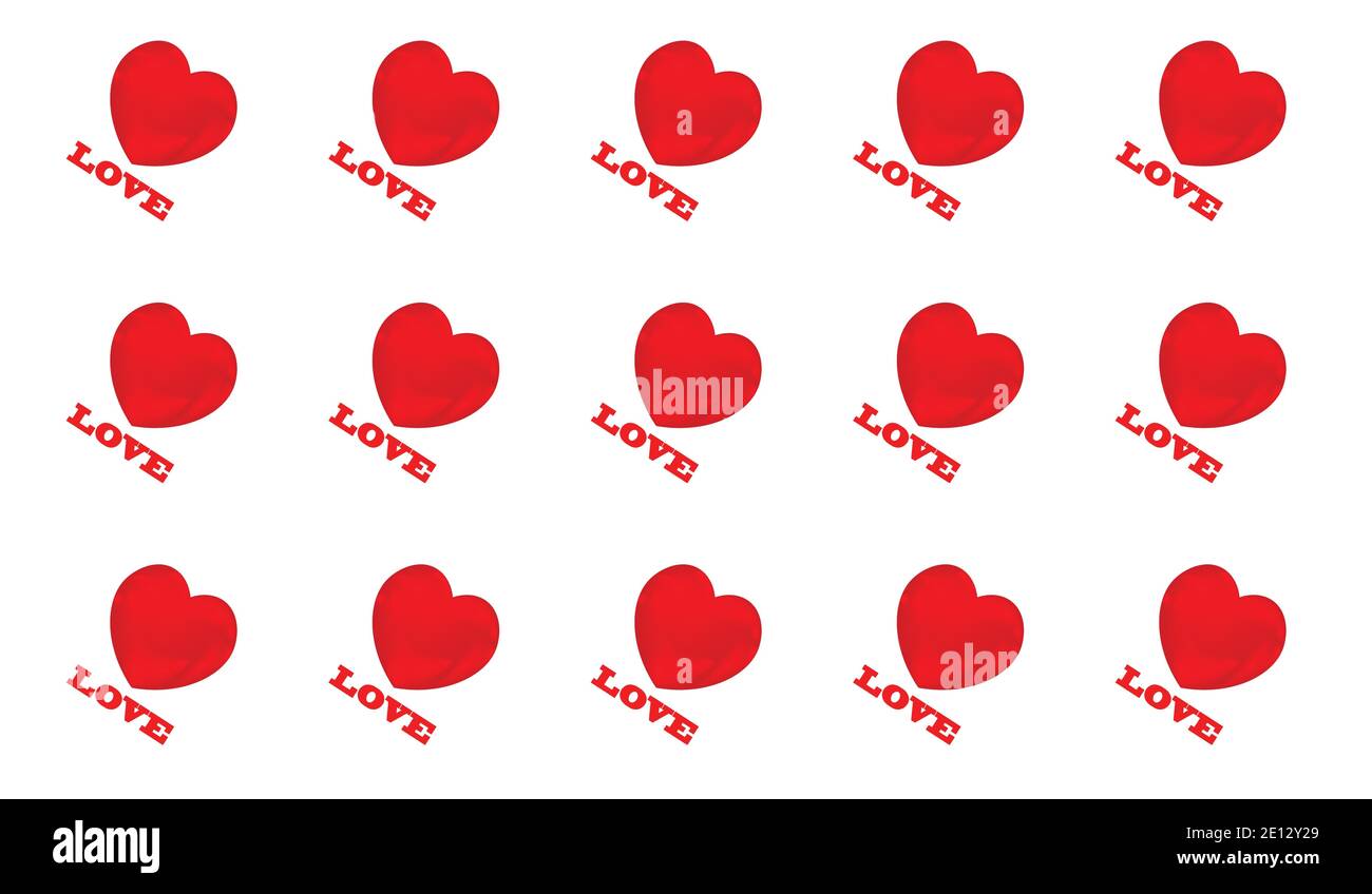 Red heart love on white background Valentine's day concept Stock Photo ...
