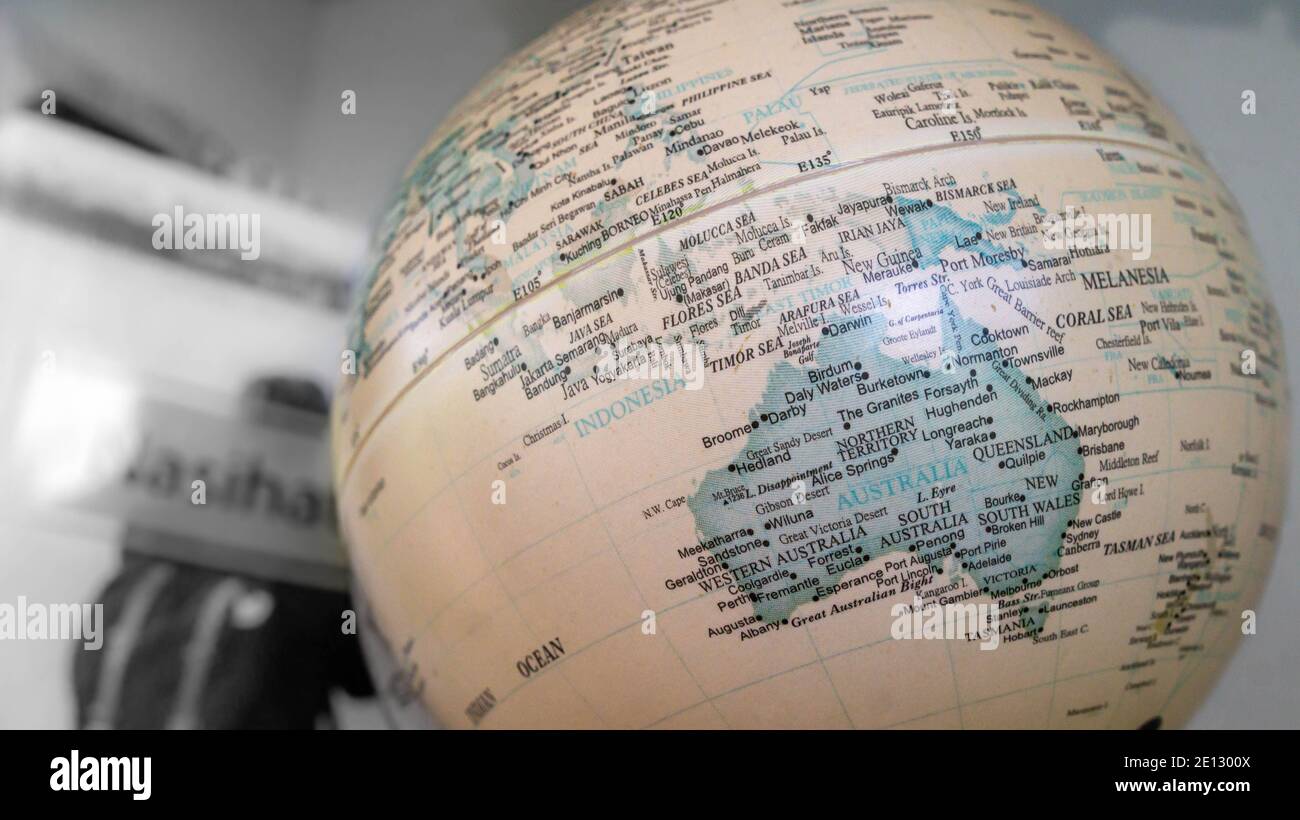 World map focus australia hi-res stock photography and images - Alamy