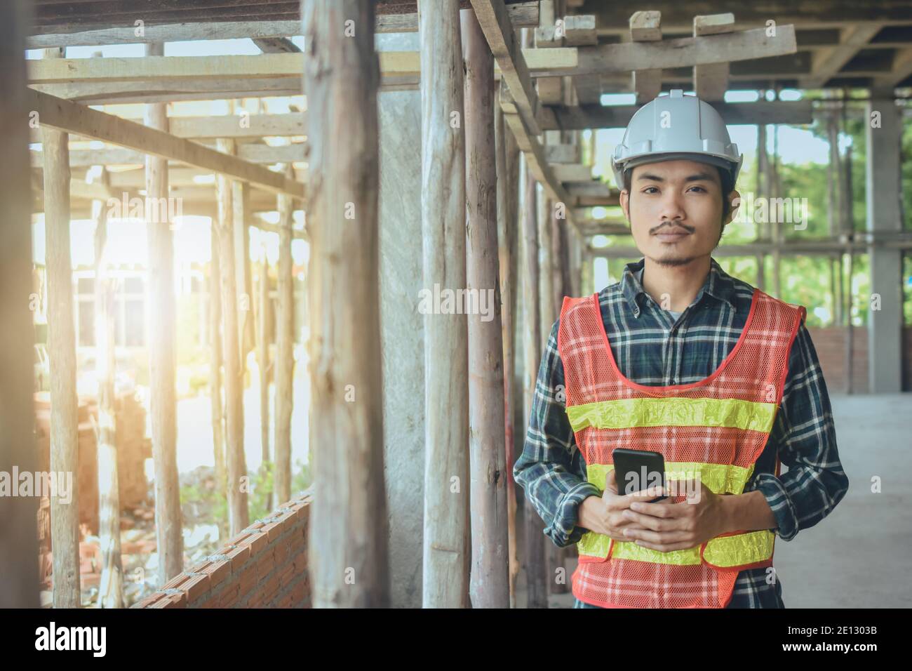 Professional engineer inspection on site building construction Stock ...