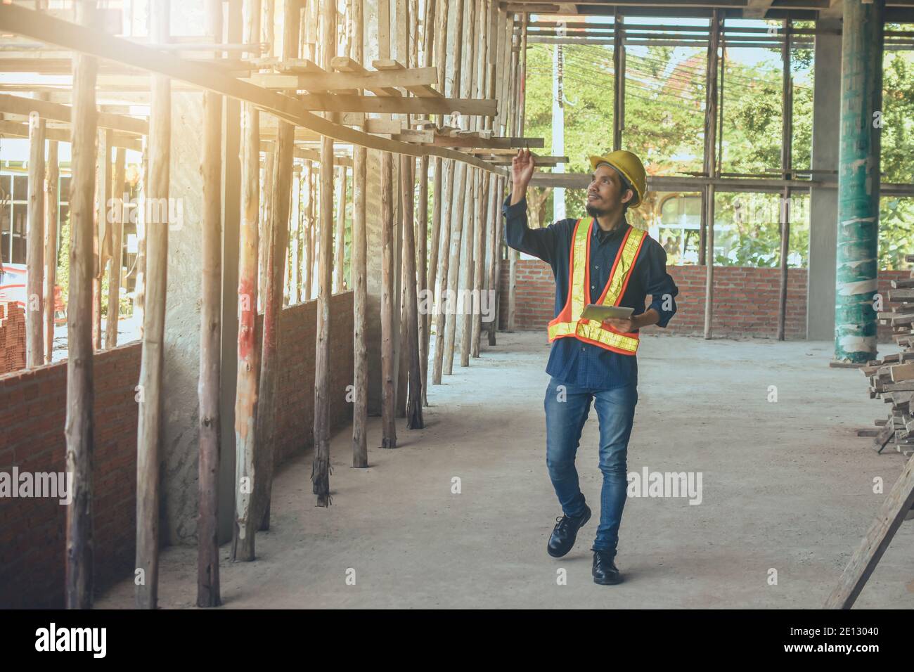 Professional engineer inspection on site building construction Stock ...