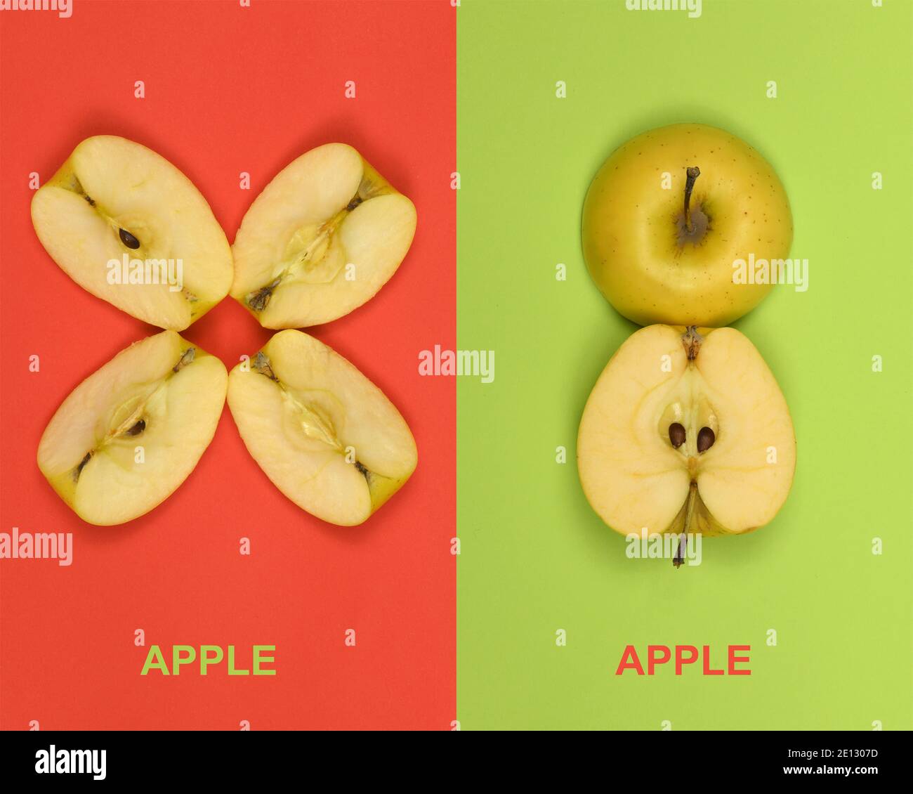 Creative layout made of yellow apple. Food concept. High resolution ...