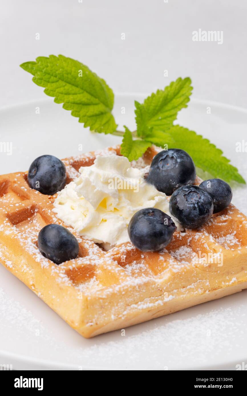 Blueberry With Waffle Stock Photo - Alamy