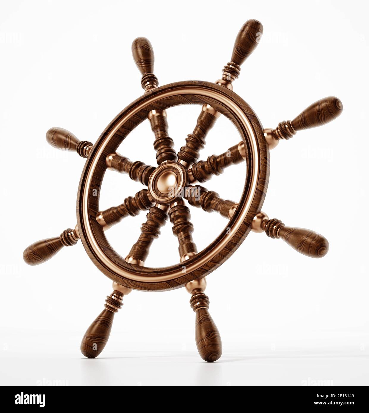 Ship wheel isolated on white background. 3D illustration Stock Photo ...
