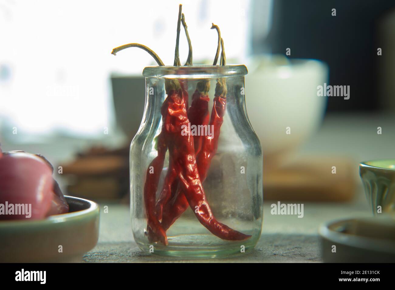 DRIED RED CHILLIES KEPT IN A JAR Stock Photo - Alamy
