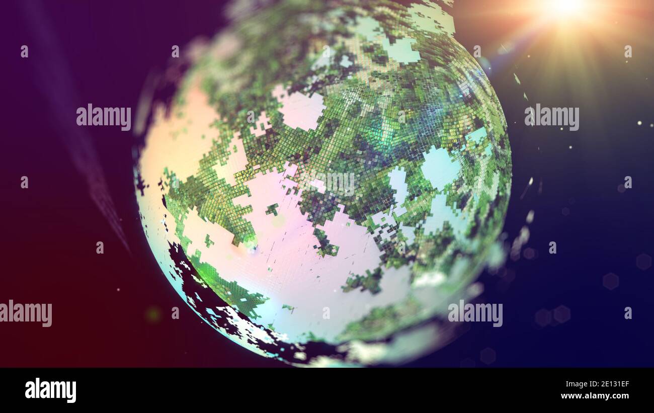 Closeup of planet from space, realistic planet with nice environmental ...