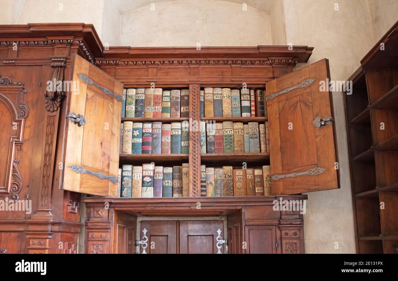 PRAGUE, Czech Republic on july 8, 2020: Very old books in St. Vitus ...