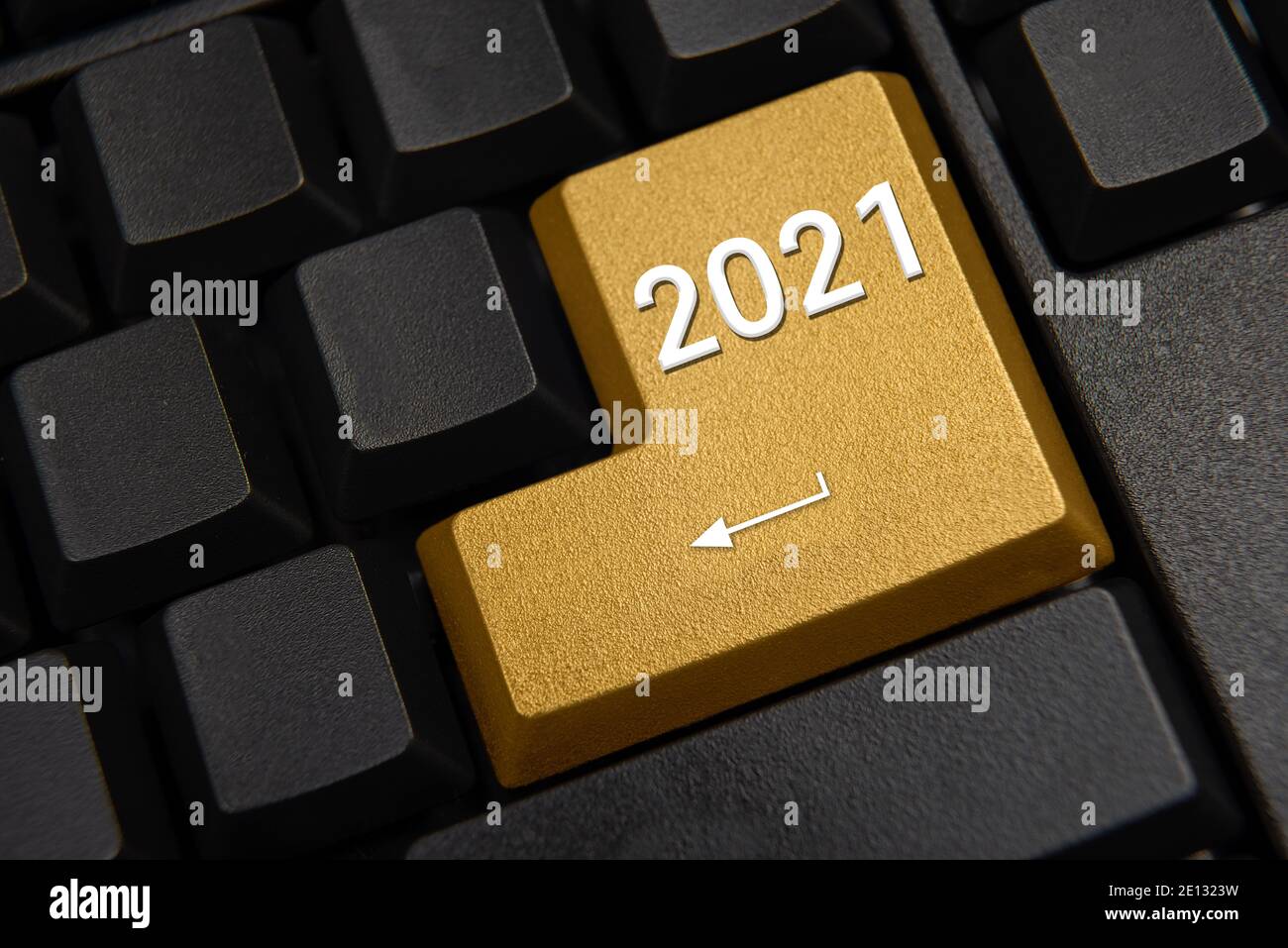 Computer keyboard and 2021 New Year's wish concept Stock Photo - Alamy