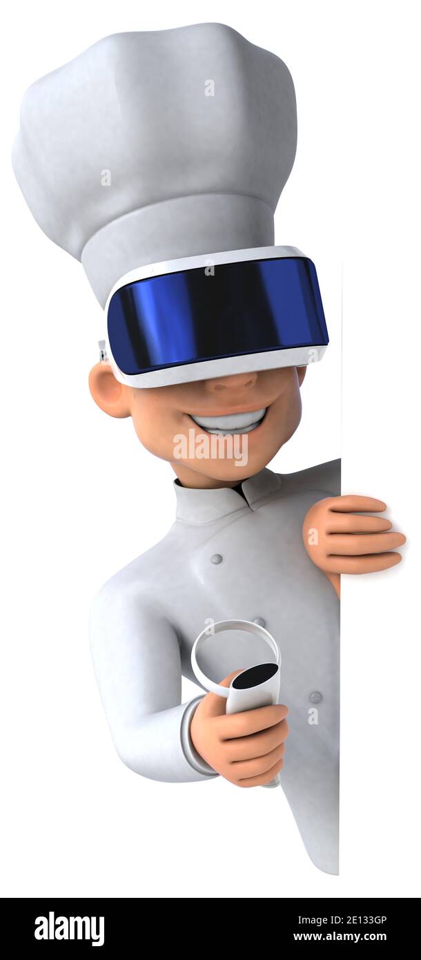 Fun 3D Illustration of a chef with a VR Helmet Stock Photo - Alamy