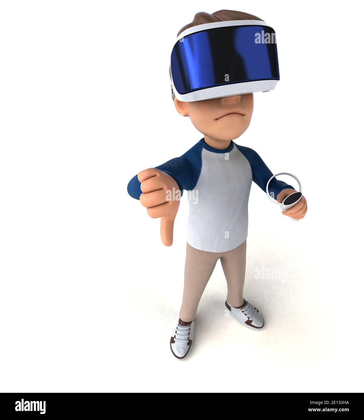 Fun 3D illustration of a cartoon kid with a VR helmet Stock Photo - Alamy