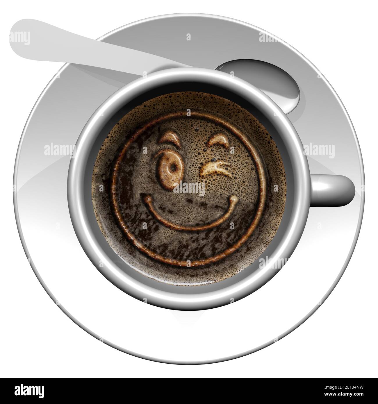 3D illustration. Emoticon cup of coffee Stock Photo - Alamy