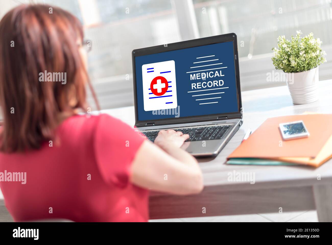 Laptop screen displaying a medical record concept Stock Photo - Alamy