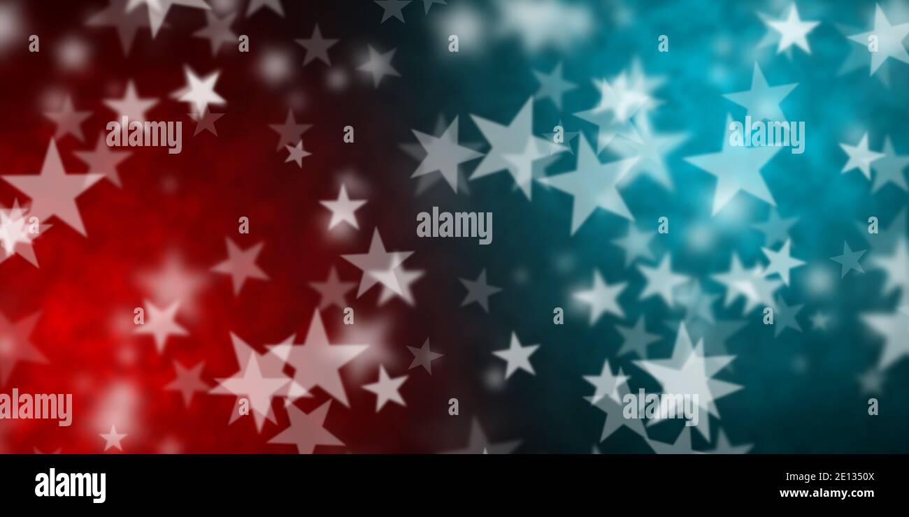 Flying stars over red and light blue background Stock Photo - Alamy