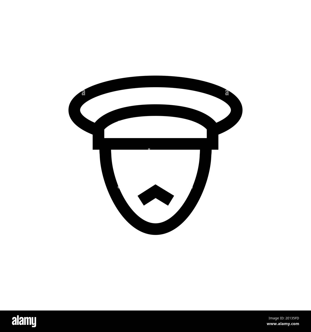 Outline icon man in cap isolated on white background. Vector ...