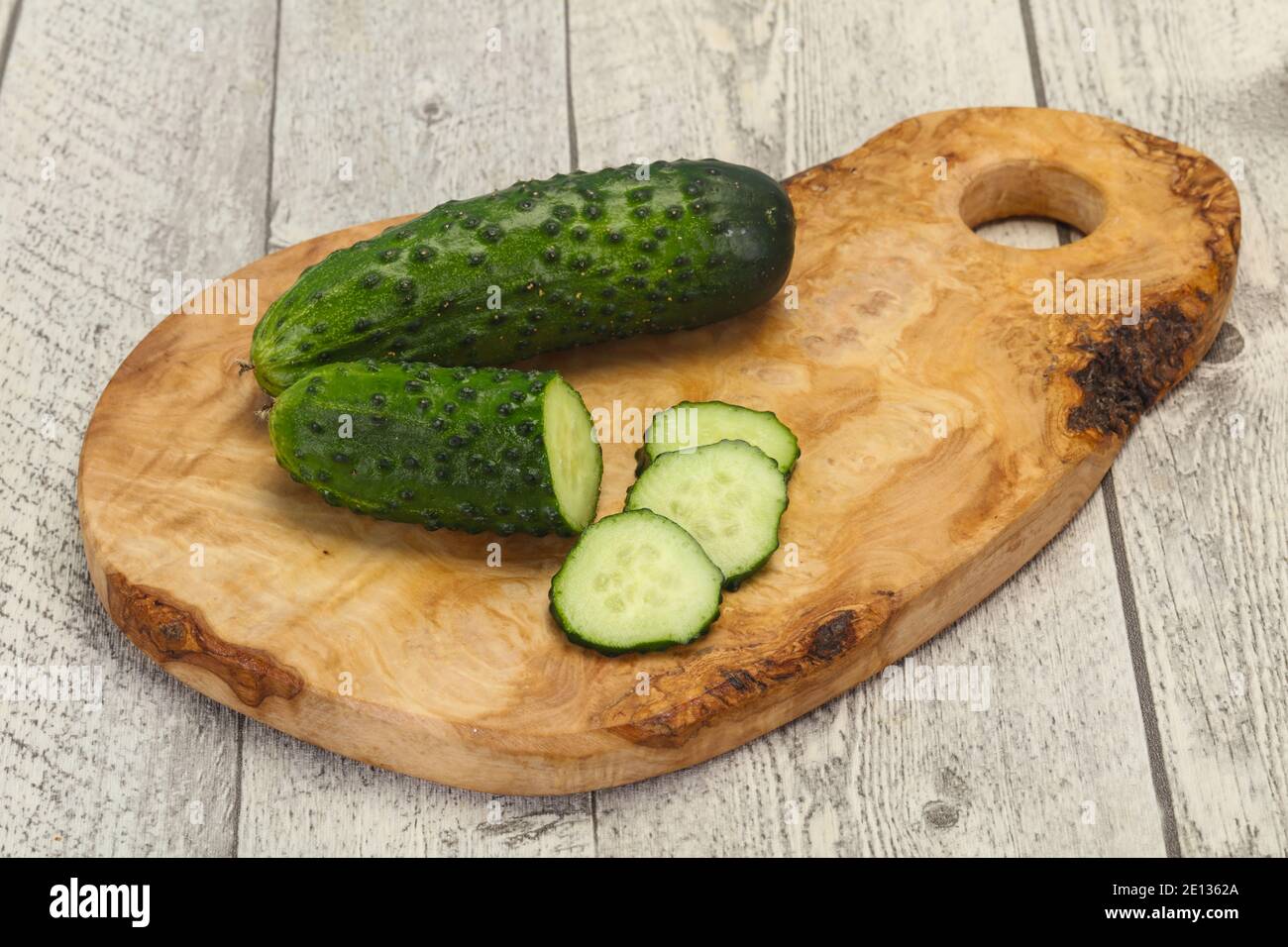 Ripe fresh green two cucumbers ready for vegan Stock Photo - Alamy
