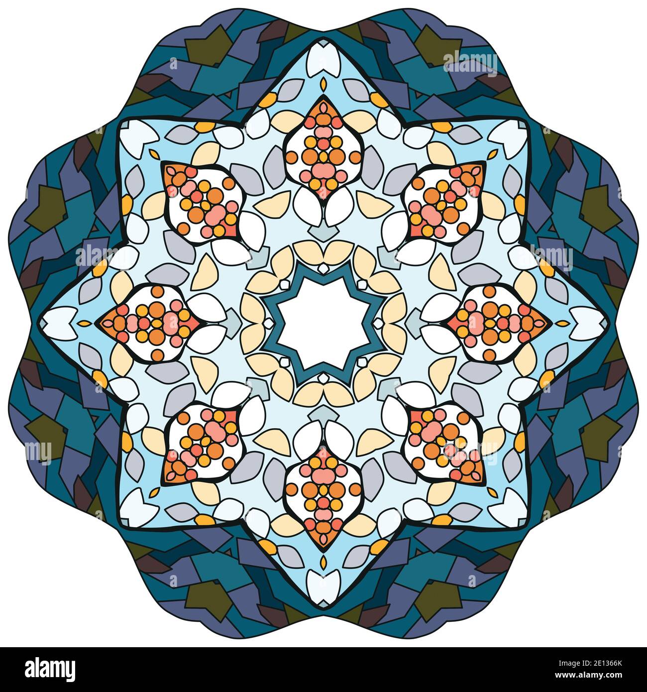 Decorative round ornaments. Unusual flower shape. Oriental vector, Anti ...