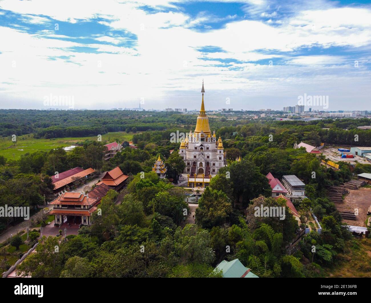 Aerial view of Buu Long Pagoda in Ho Chi Minh City. A beautiful ...