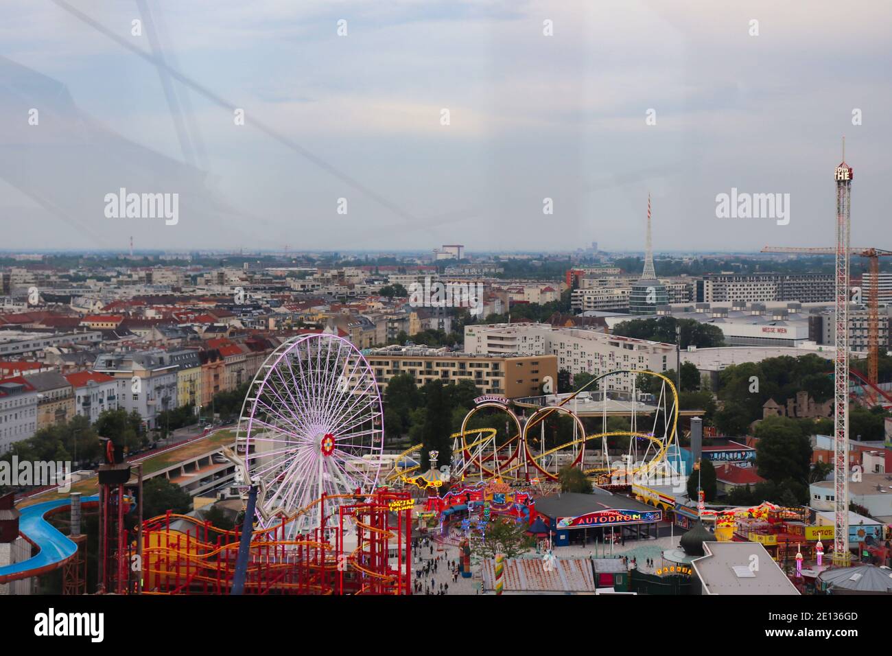 Aerial view of Wurstelprater amusement park in Vienna, Austria Stock ...