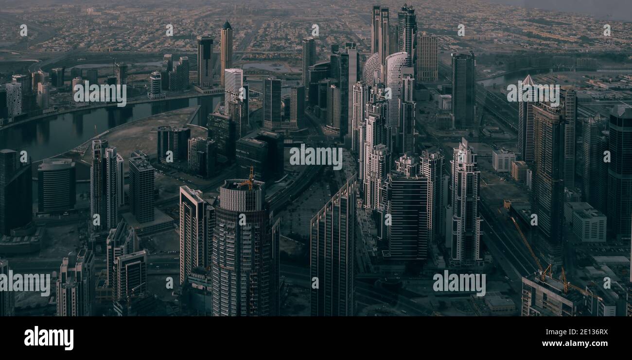 Modern Futuristic Buildings and Skyscrapers in Dubai, UAE, Aerial ...