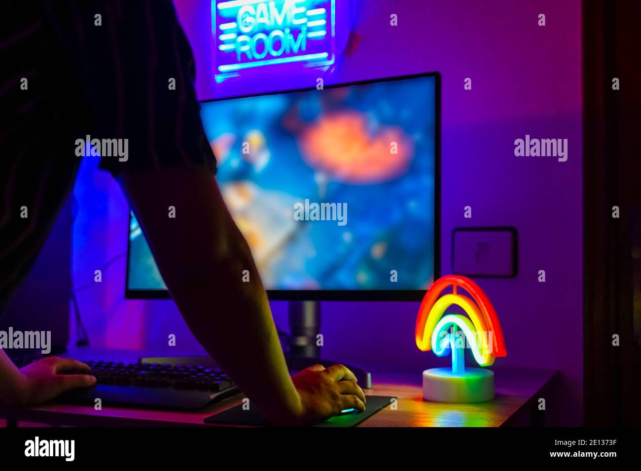 Young gamer playing online. The best game for the computer. New ...