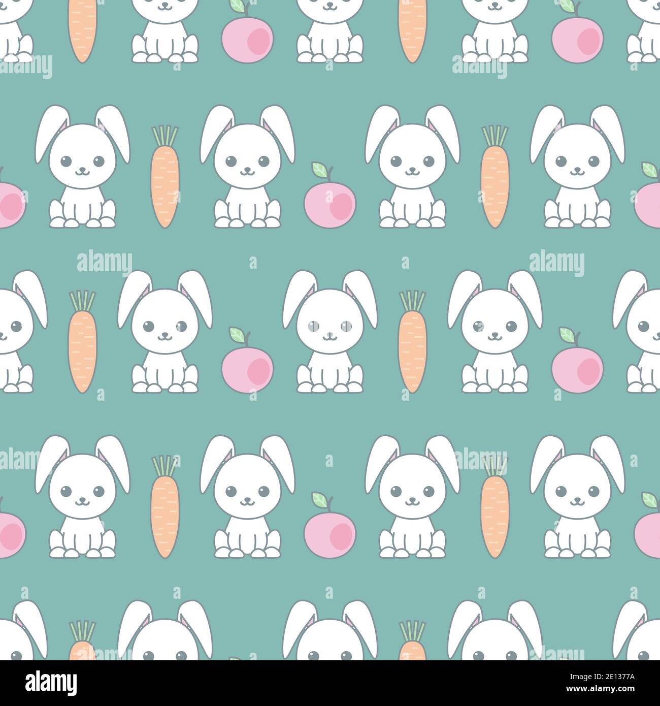 Cute seamless pattern with cartoon funny rabbits. Childish background ...