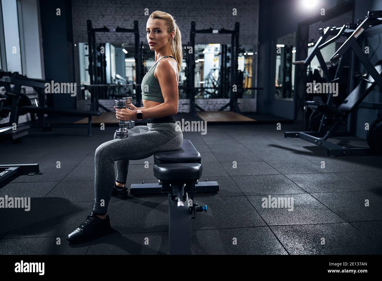 Sitting gym bench side hi-res stock photography and images - Alamy