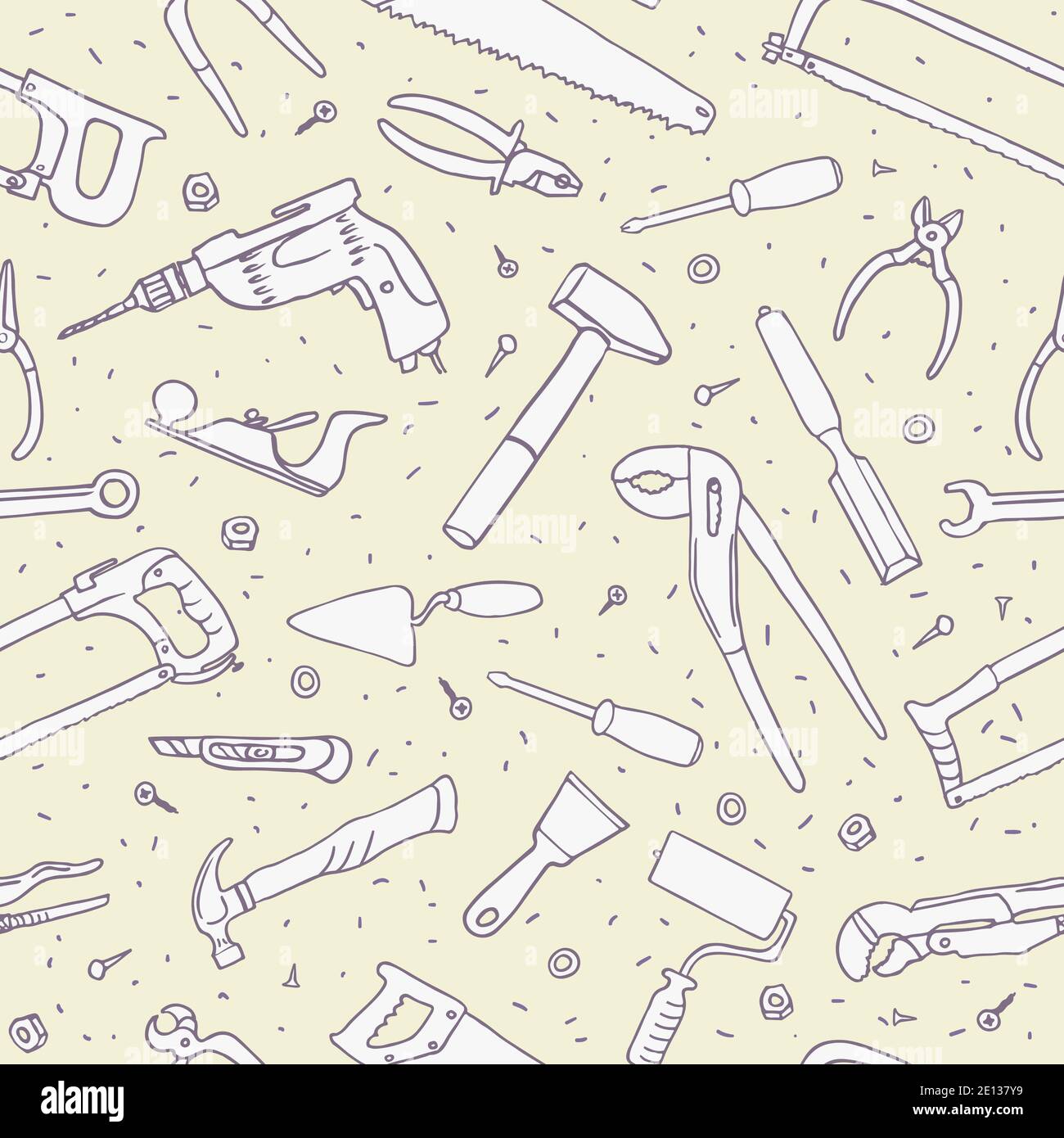 Hand drawn tools seamless vector pattern Stock Vector Image & Art - Alamy