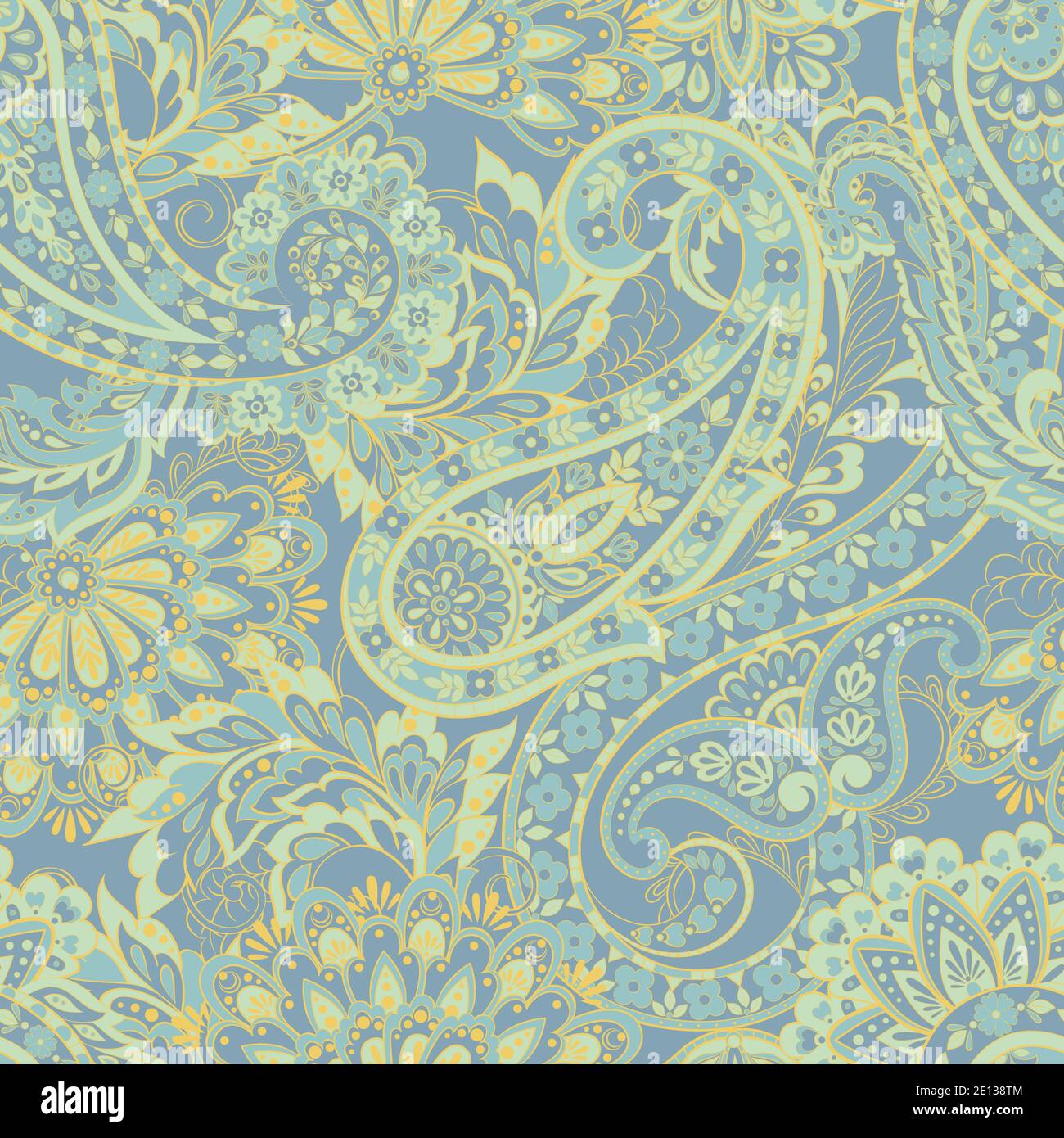 paisley floral vector illustration in damask style. seamless background ...