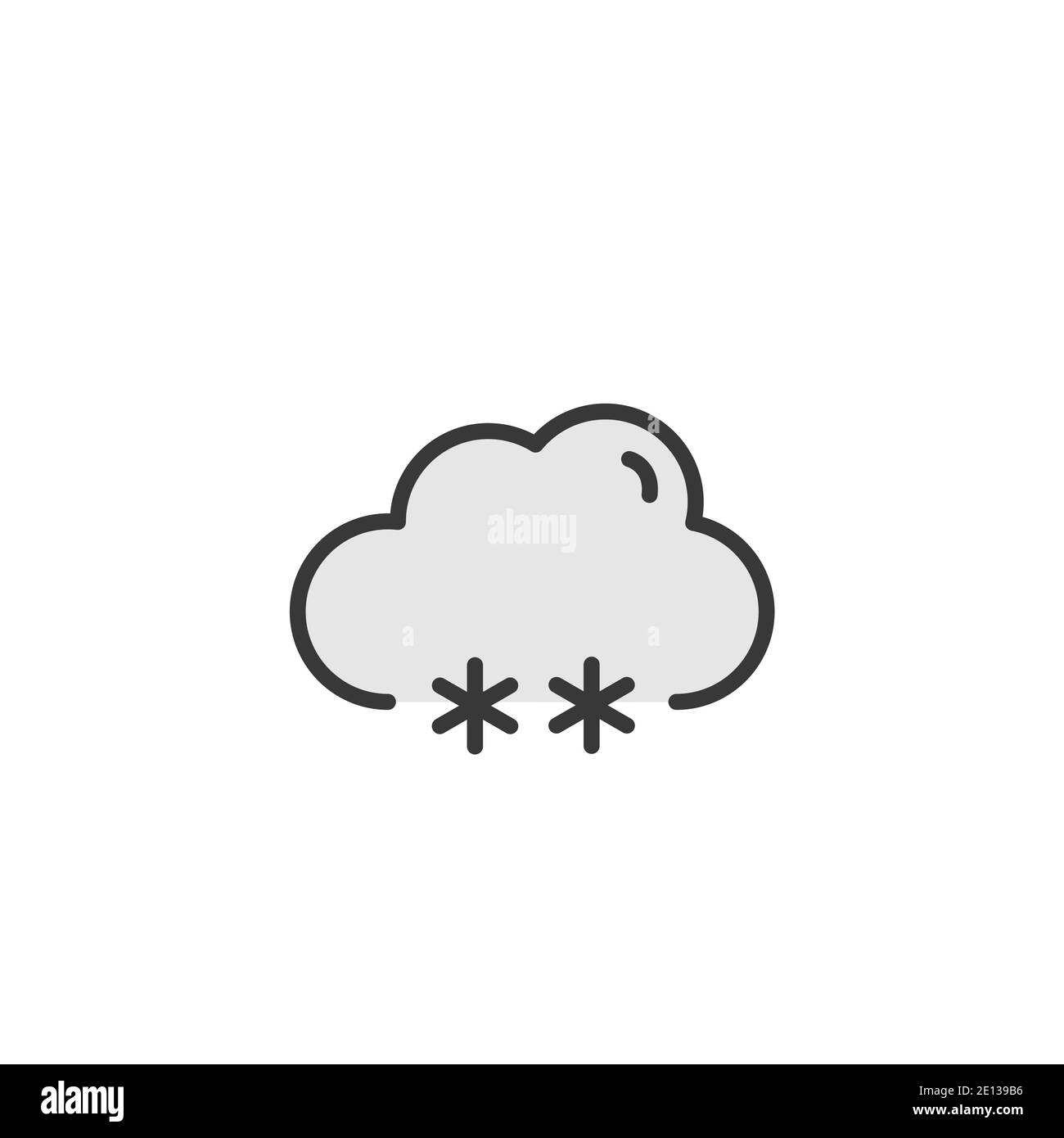 Snow and cloud. Filled color icon. Isolated weather vector illustration ...