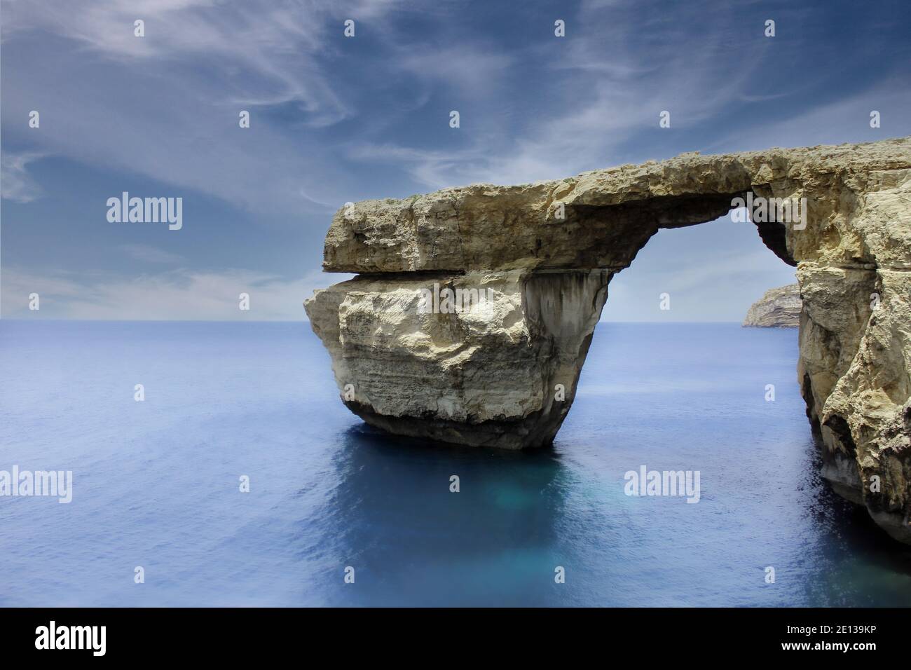 Azure window rock formation in Malta Gozo Island with blue sky Stock ...