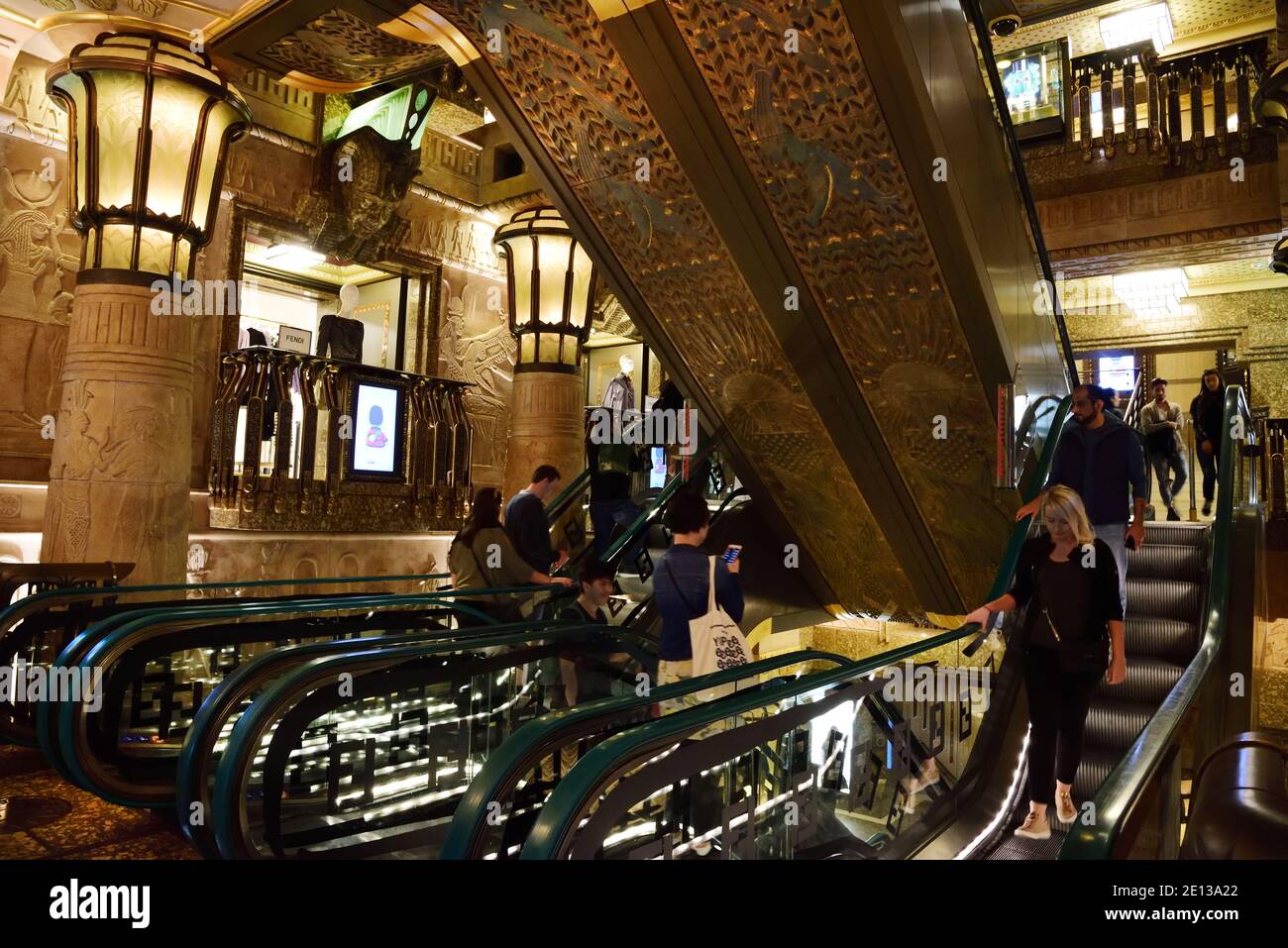 London, UK. 08th Sep, 2019. Staircases at the famous Harrods department ...
