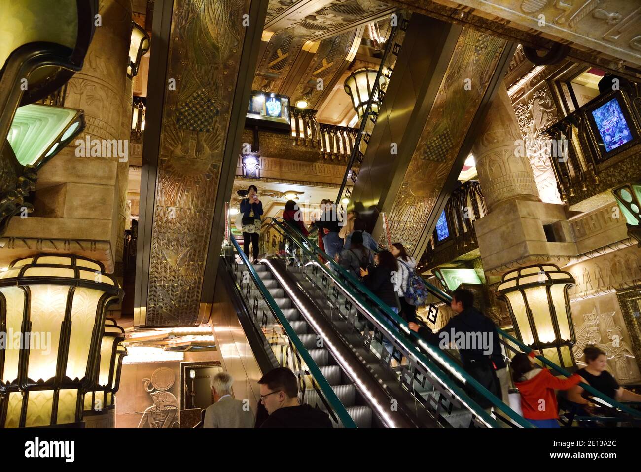 London, UK. 08th Sep, 2019. Staircases at the famous Harrods department ...