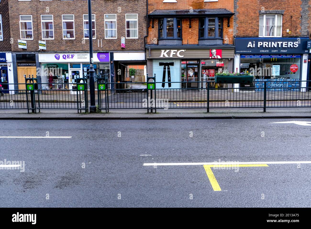 Epsom, London UK, January 03 2021, Row Of High Street Shops With ...